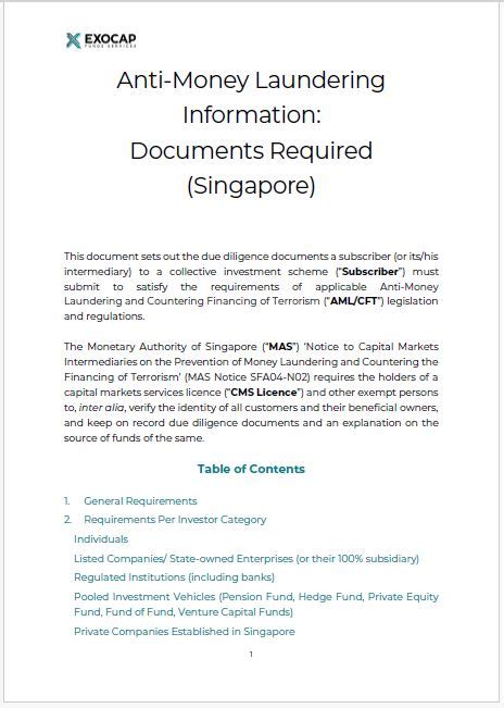 Anti Money Laundering Information Documents Required Singapore Exocap