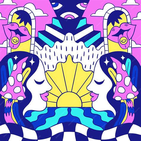 Premium Vector Hand Drawn Psychedelic Illustration