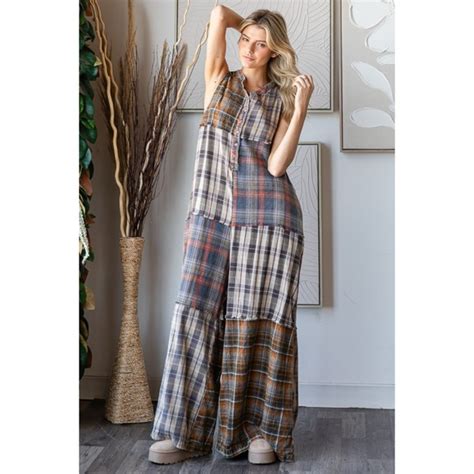 Oli And Hali Pants And Jumpsuits Oli Hali Bop Around Washed Plaid Wide