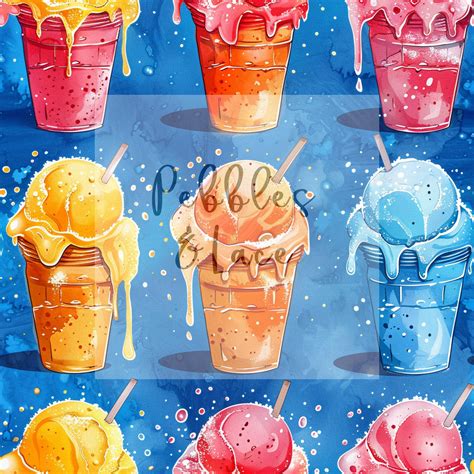 Summer Snow Cones Seamless File Repeating Seamless Pattern Design