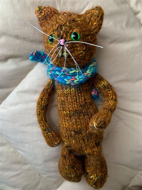 Cinnamon Kitten Soft Plush Nursery Toy Wool Handknitmade To Order