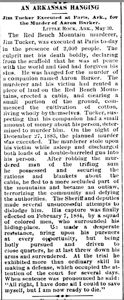 Tucker James Execution Story Encyclopedia Of Arkansas