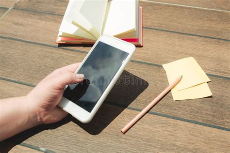 Close Up Woman Hand Holding With Note Pad And Notebook Stock Image Image Of Asian White
