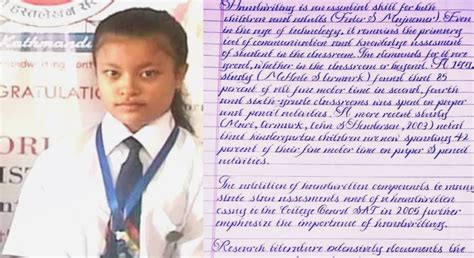 Niña De Nepalí De 14 Años Gano El Premio A La Mejor Caligrafía Del Mundo