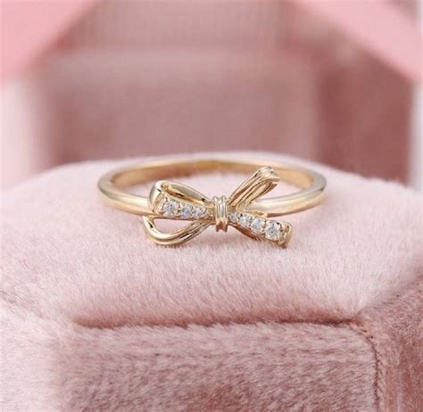 Delicate Sparkling Bow Dainty Ribbon Tie Friendship Diamond Moissanite