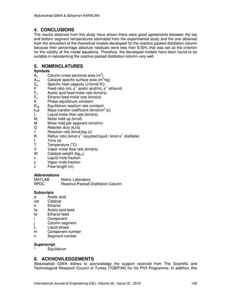 Development Of Dynamic Models For A Reactive Packed Distillation Column