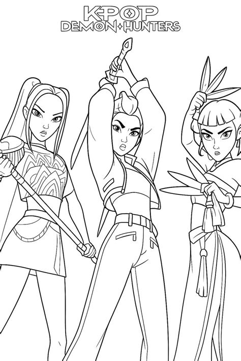 Dibujos Para Colorear De Las Guerreras Kpop Kpop Demon Hunters In 2025 Coloring Pages Adult