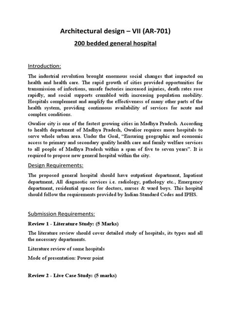 Design Brief For Hospital Pdf Hospital Drainage Basin