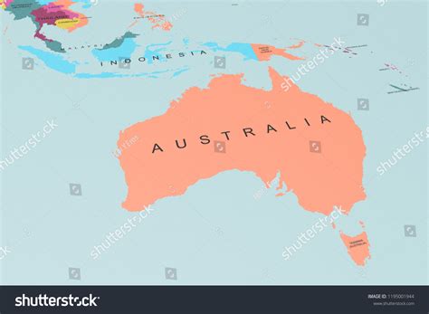 Political Map Asia Pacific Region Australia 스톡 일러스트 1195001944