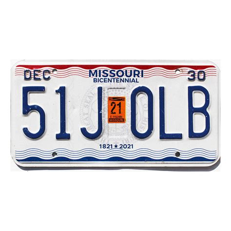 2021 Missouri Truck 51j 0lb Collectible License Plates