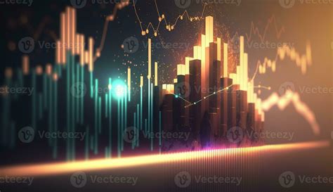 Stock Market Chart Lines Financial Graph On Technology Abstract