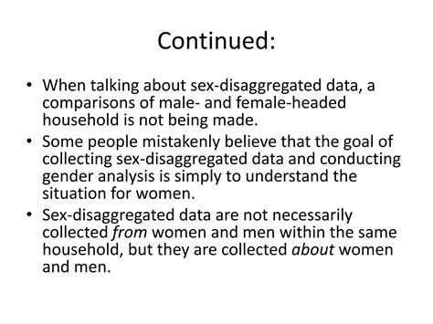 Gender Indicators And Sex Disaggregated Data Pptx