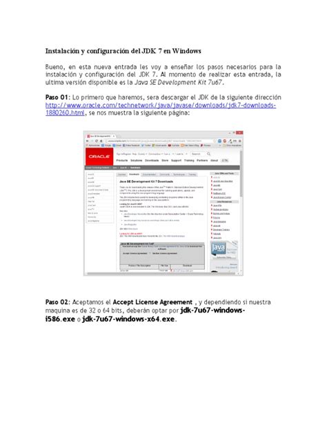 Instalación Y Configuración Del Jdk 7 En Windows Pdf Java Lenguaje De Programación