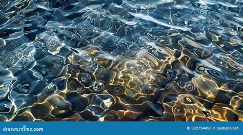 Clear Water With Sun Refraction Texture Detailed Water Backdrop Stock