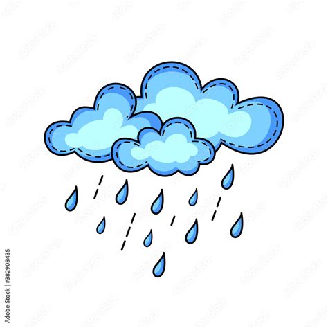 Flat Cute Rain Cloud Illustration Symbol With Unique Style Design Unusual Rainy Weather