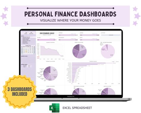 Personal Finance Dashboard Excel Expense And Spending Tracker Digital