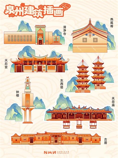 泉州城市地标系列｜主题插画合集 二 小红书 花瓣网