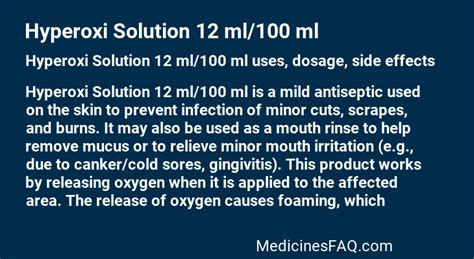 Hyperoxi Solution 12 Ml100 Ml Uses Dosage Side Effects Food