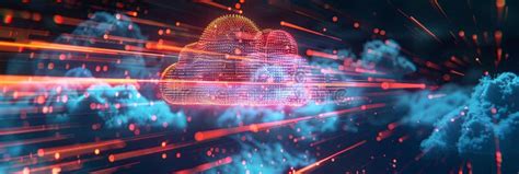 an abstract digital visualization of cloud computing featuring a