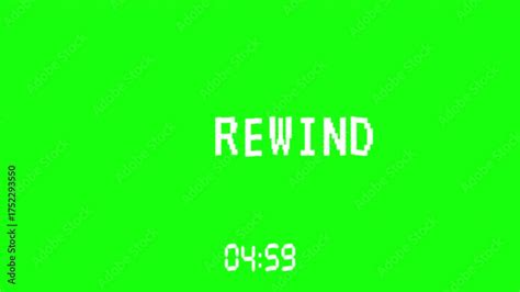 Retro Rewind Effect Animation On Green Screen With Countdown And Static