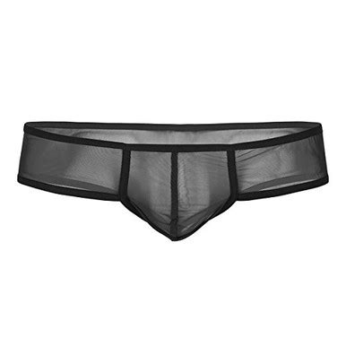 Agoky Mens Mesh Sheer See Through Bugle Pouch Thongs Triangle Bikini