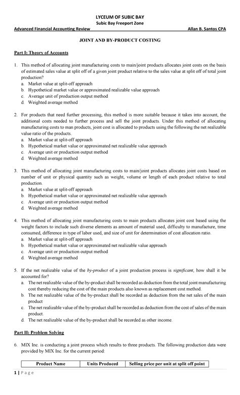 6 Joint And By Product Costing Warning Tt Undefined Function 32 Subic Bay Freeport Zone