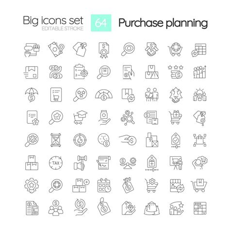 Procurement Planning Process Linear Icons Set 15709408 Vector Art At