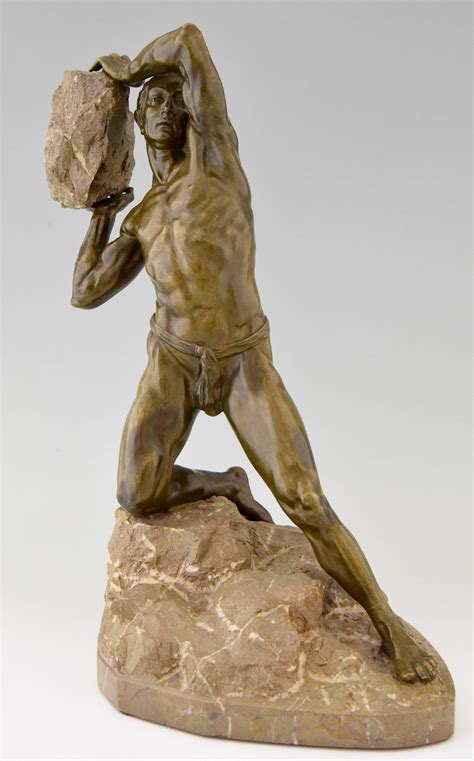 Antique Bronze Sculpture Male Nude With Rock 1900 At 1stdibs Bronze Male Sculpture Vintage