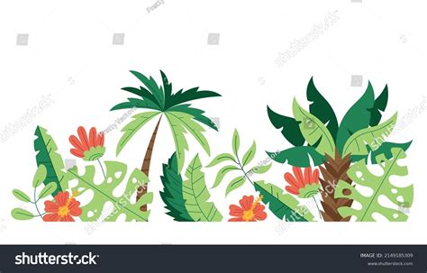 Jungle Floral Tree Decoration Frame Template Stock Vector Royalty Free