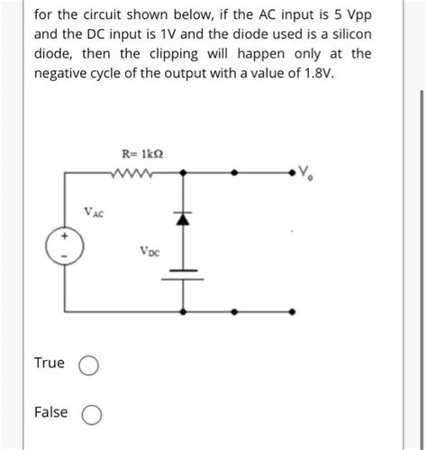 Solved For The Circuit Shown Below If The Ac Input Is 5 Vpp