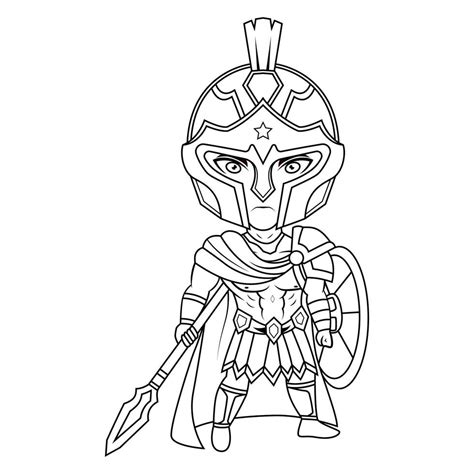 Ares Chibi Mascot Line Art 21839301 Vector Art At Vecteezy