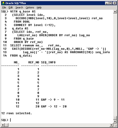 Oracle Lag To Review Sequence Gaps