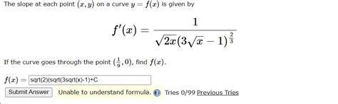 solved the slope at each point x y on a curve y f x is