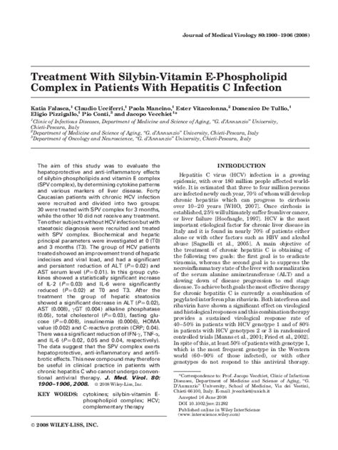 Pdf Treatment With Silybin Vitamin E Phospholipid Complex In Patients