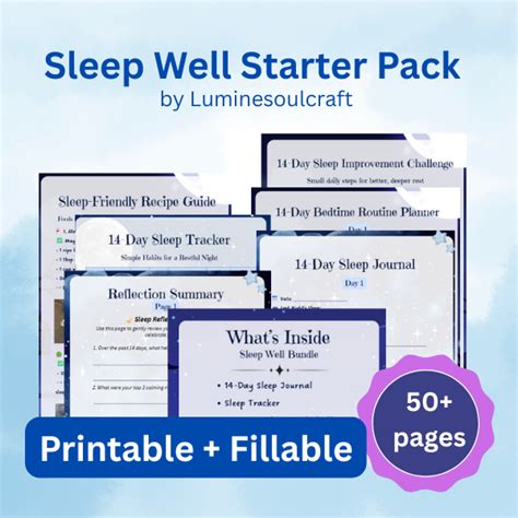 Sleep Well Starter Pack Printable Fillable Lumine Soulcraft