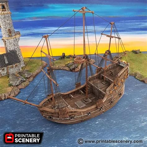 Sloop Pirate Ship Tabletop Terrain