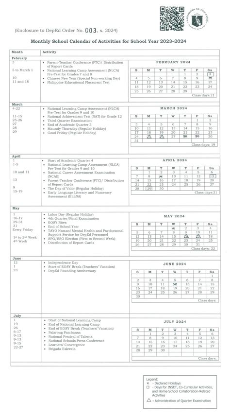 Deped Order 3 Implementing Guidelines On The School Calendar And