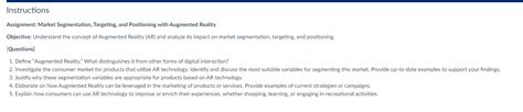 Solved Instructions Assignment Market Segmentation