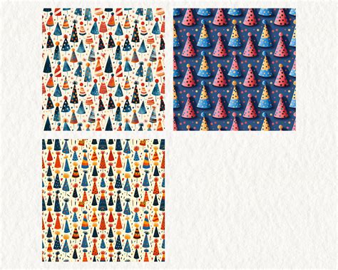 Party Hats Pattern Seamless Digital Papers Printable Scrapbook Paper