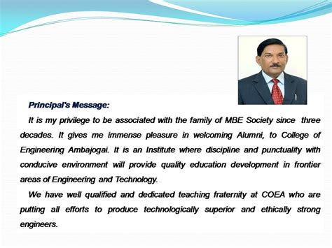 Mbes College Of Engineering Ambajogai On Linkedin Principal Sirs Message