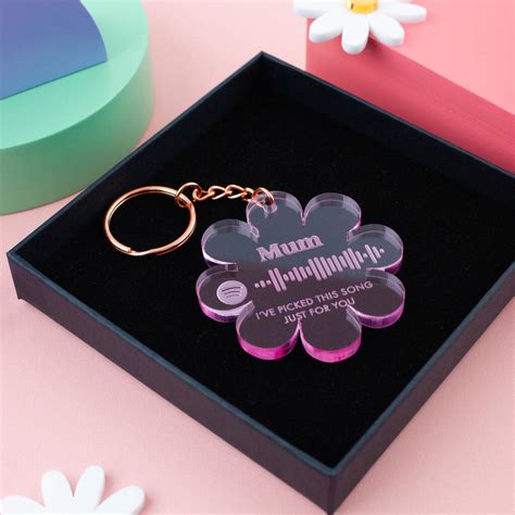 Personalised Flower Fluorescent Spotify Code Keyring With Custom