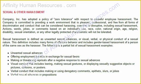 Sexual Harassment Policy Template Free Of Sample Internet And Email