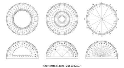 Protractor Measuring Circle Set Angles Measuring Stock Vector Royalty Free 2166949607
