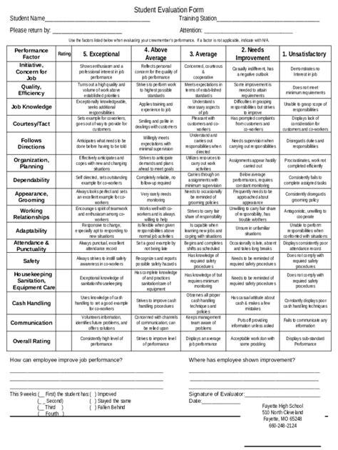 Internship Evaluation Worksheet Doc Template Pdffiller