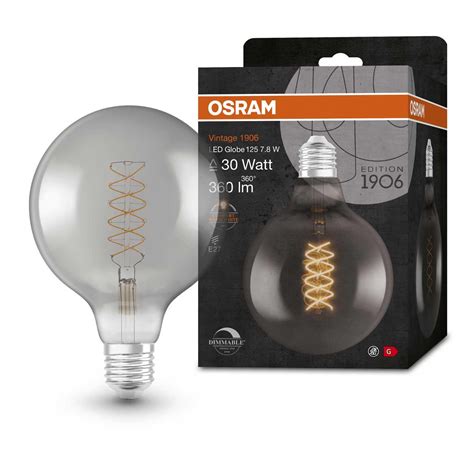 Osram Led G125 Globe 7 8w E27 Dim 1800k Smoke Lightbulbs Direct