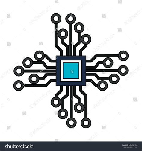 Microschip Technology Symbol Isolated Vector Illustration Stock Vector