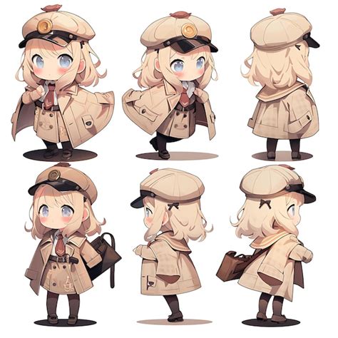Premium Photo Colorful Female Chibi Kawaii Police Detective Detective