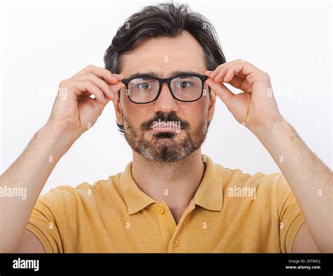 Portrait Of Confident Man Wearing Stylish Glasses To Treat His Poor Eyesight Eyeglasses For