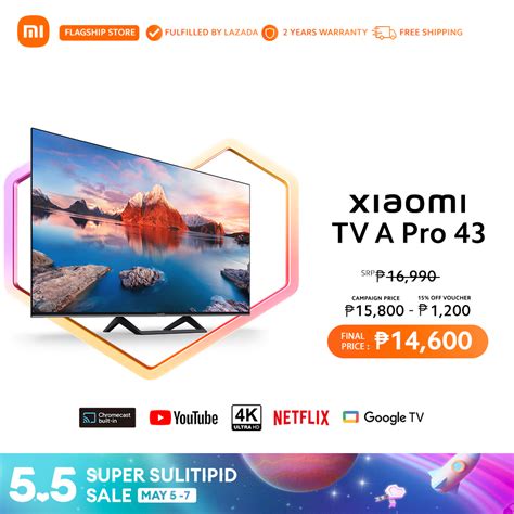 Xiaomi TV A Pro 43 Inch 4K Ultra HD Dolby Vision Google TV Dolby Audio Premium Metallic Frame
