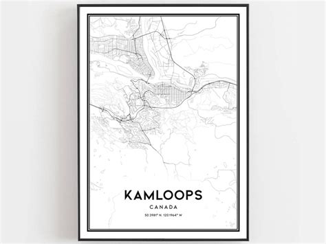Kamloops Map Print Kamloops Map Poster Wall Art Kamloops City Map Kamloops Print Street Map